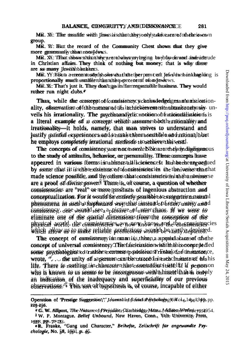 Psychological Concepts: Balance, Congruity, and Dissonance