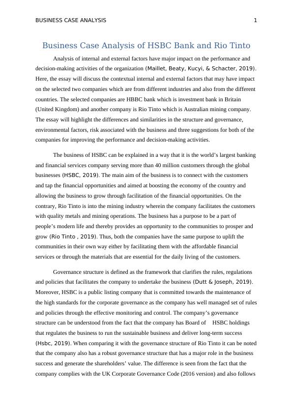 Business Case Analysis: Deliver Clear Forecast