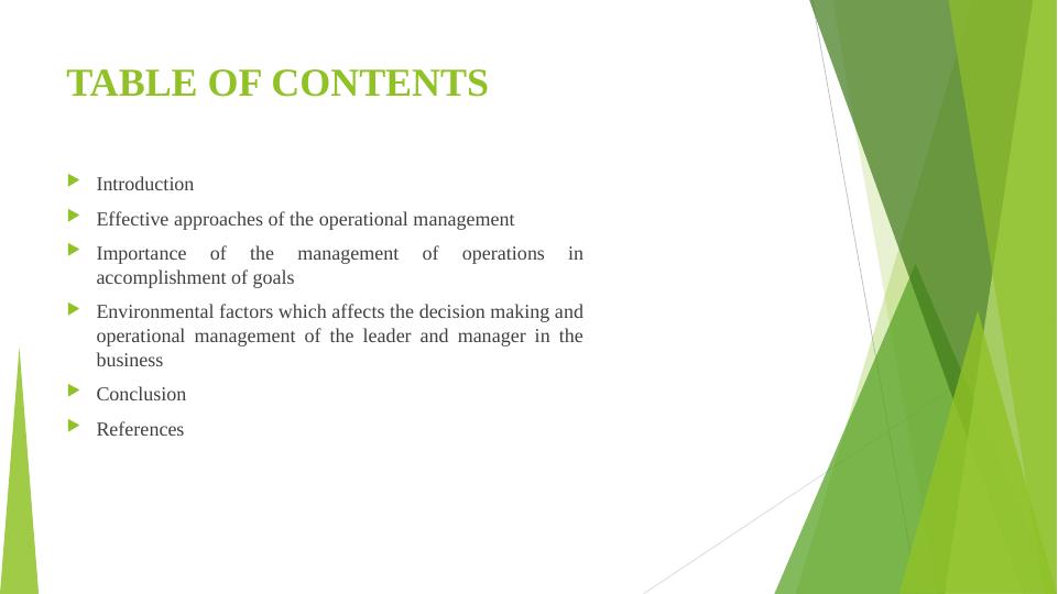 ASDA: Operational Management, Strategies and Factors