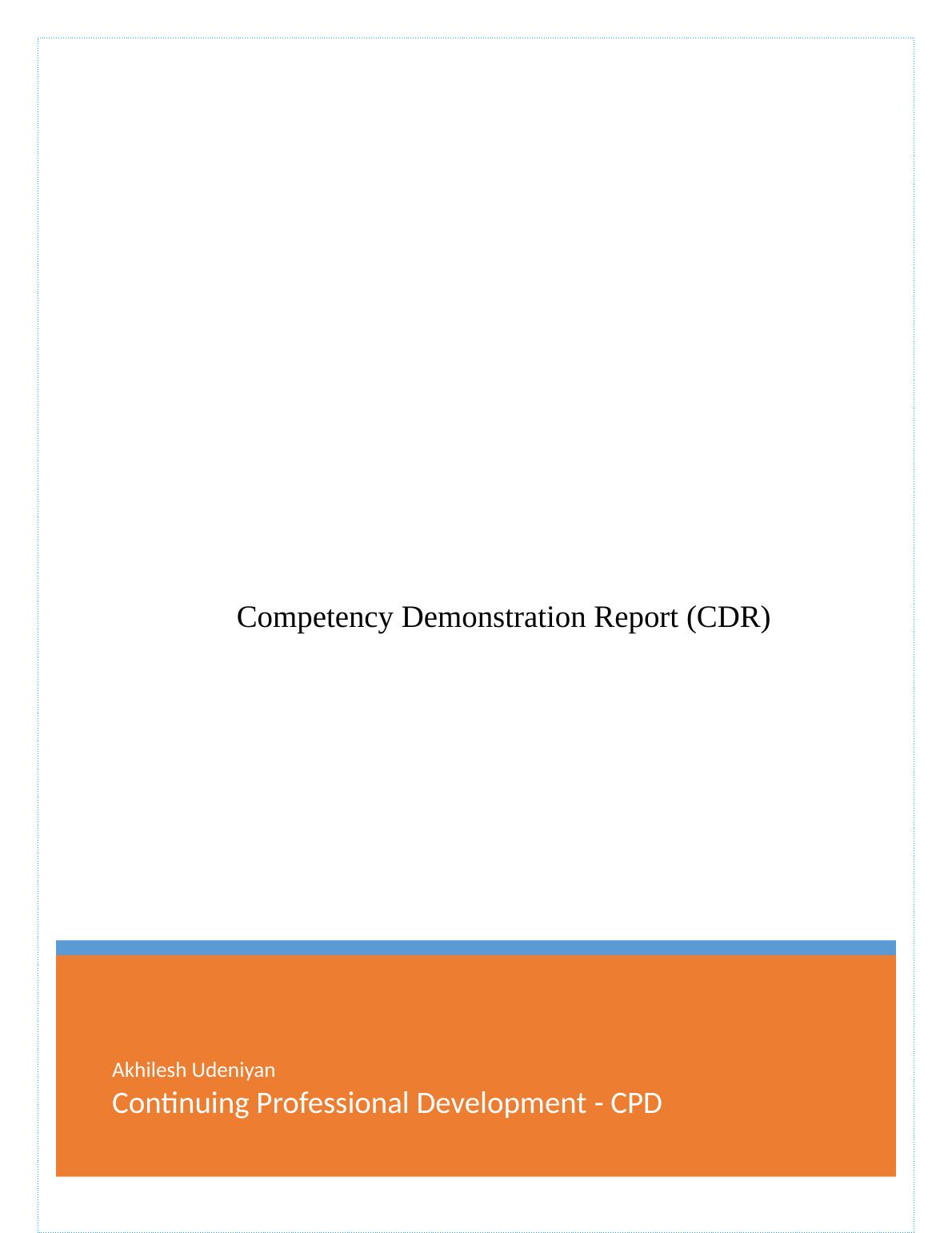 Professional Development: CPD Competency Demonstration