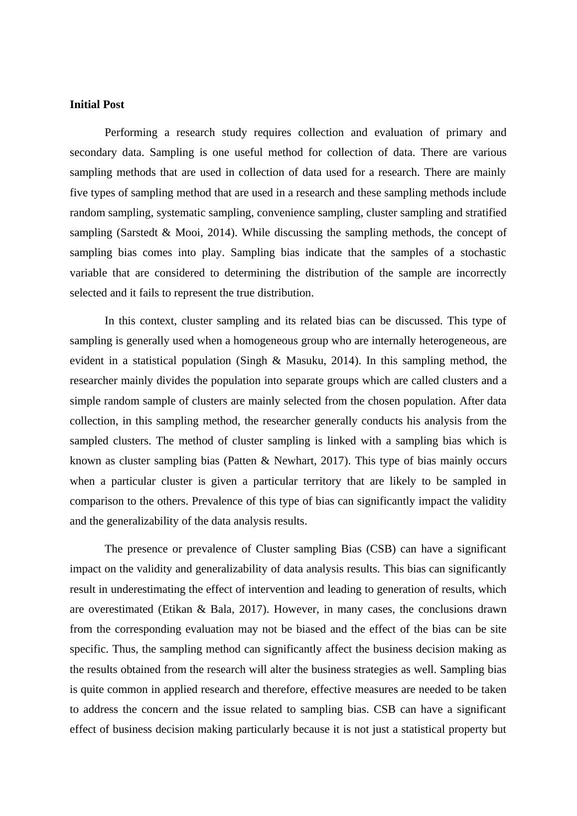 Business Development: Sampling Methods and Decision Making