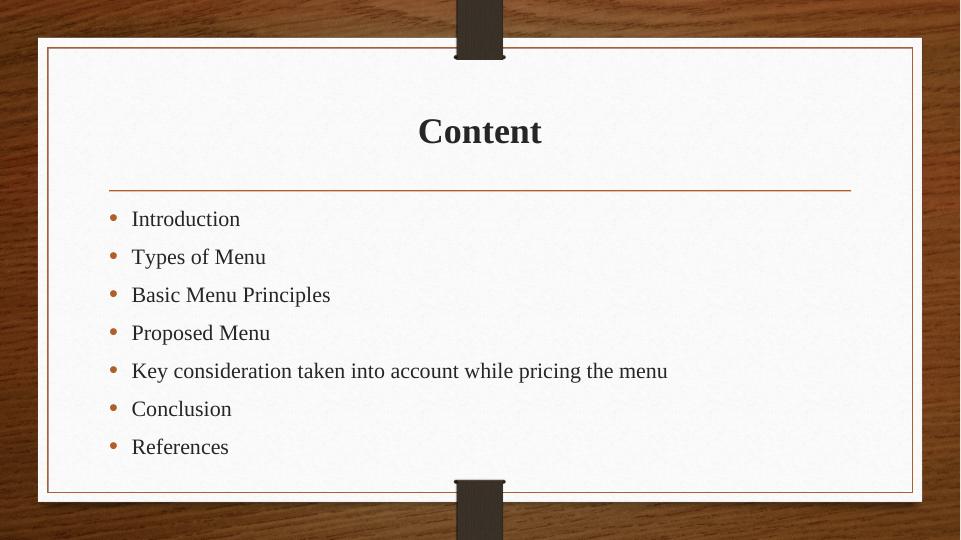 Menu Development, Planning and Design