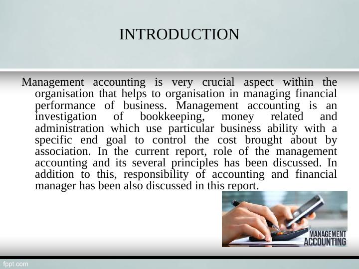 Management Accounting Report: Role, Systems, and Managers