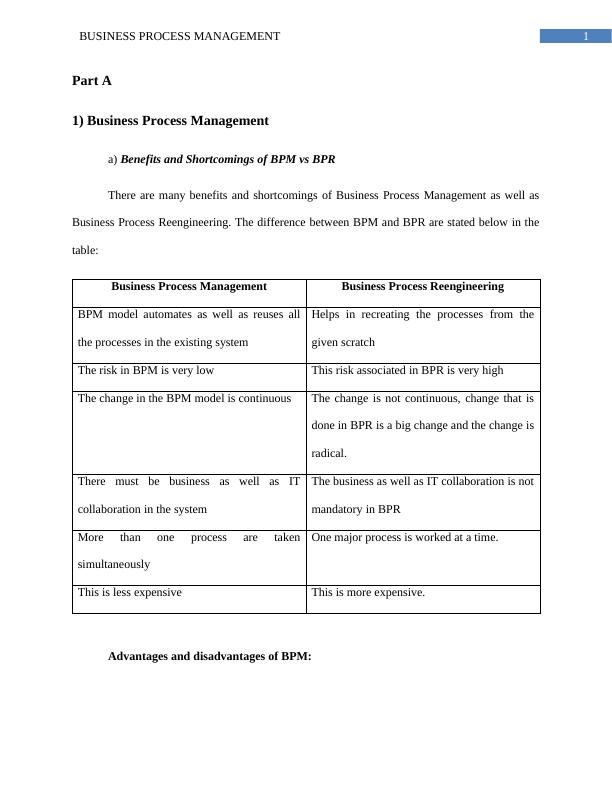 MAN6910: BPM vs BPR Analysis and Comparison Report