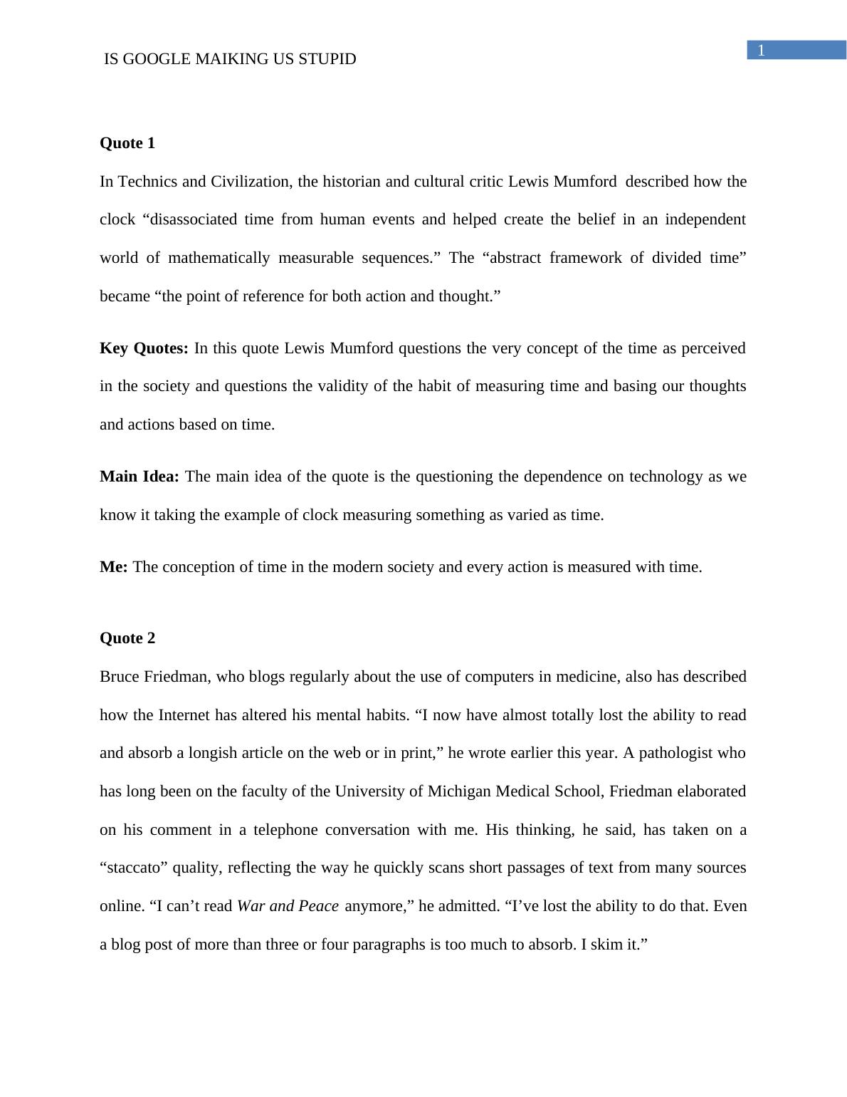 Essay: The Cognitive Impact of Google and the Internet