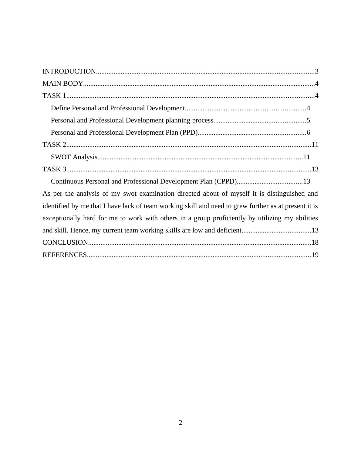 PPD: Personal and Professional Development Plan Report