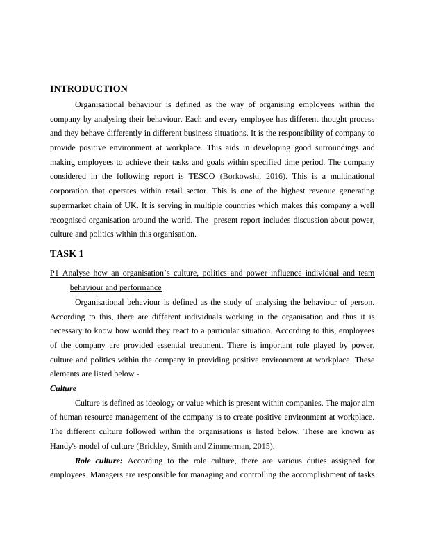 Influence of Organizational Culture, Politics, and Power on Behavior ...