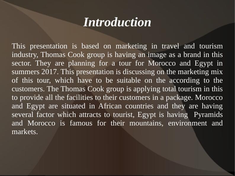 Marketing Strategy: Thomas Cook Egypt and Morocco Tour