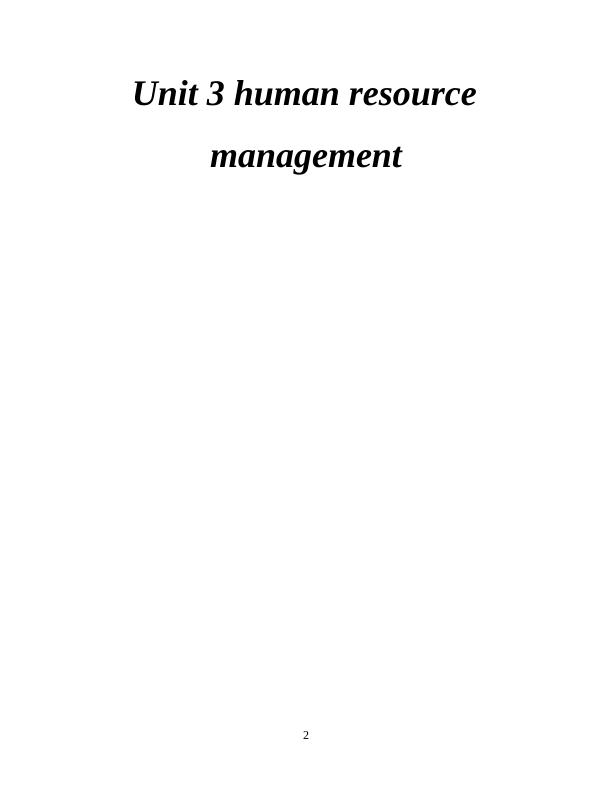 Unit 3: Human Resource Management