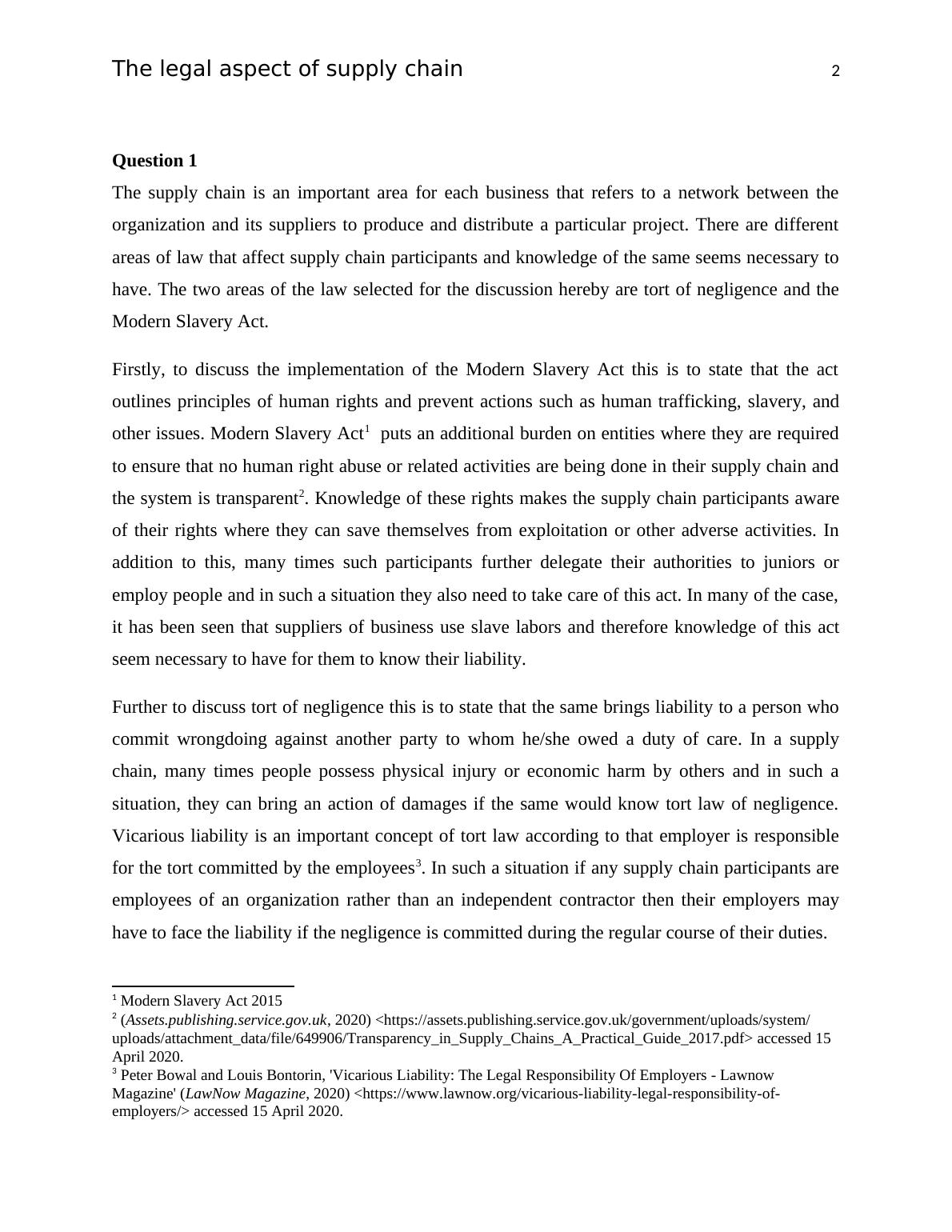 Legal Aspect of Supply Chain | Q&A