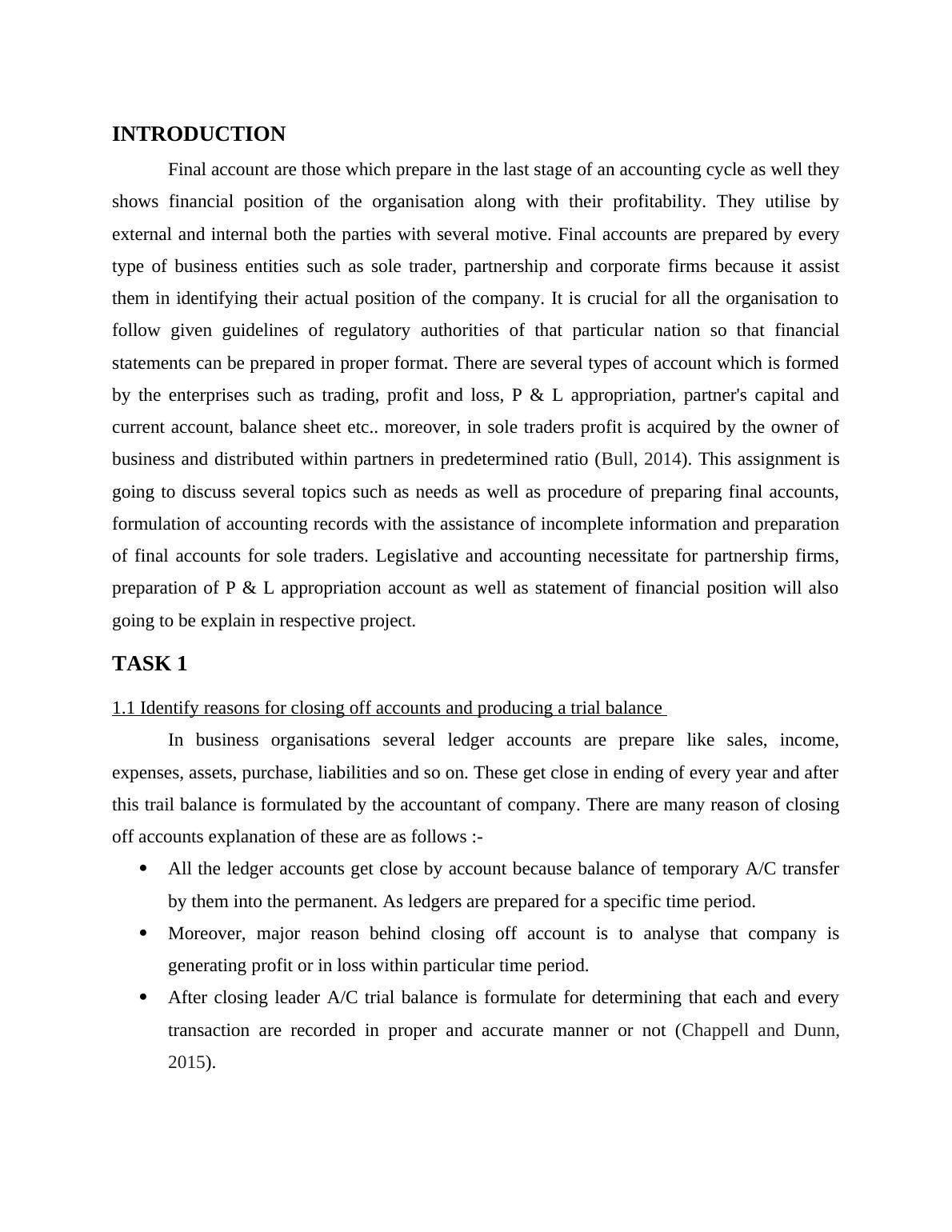 Prepare Final Accounts of Sole Traders Assignment