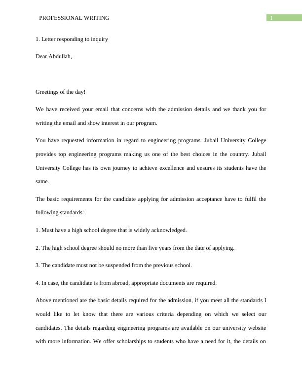 Professional Writing - Desklib