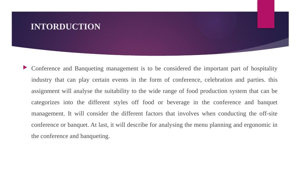 Conference and Banqueting Management - Desklib