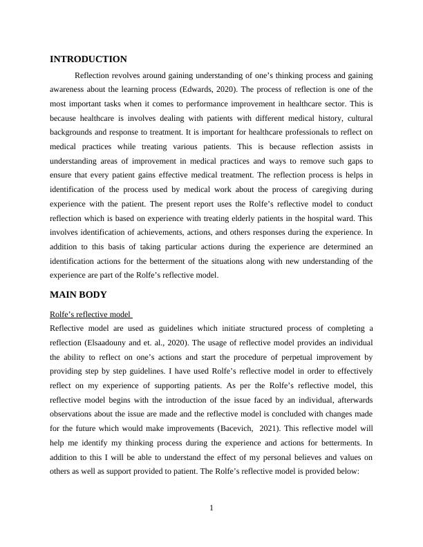 Rolfe's Reflective Model and Group Clinical