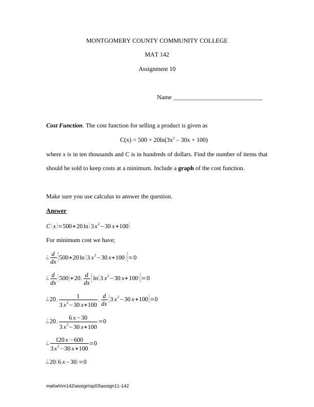 MAT 142 - College Mathematics