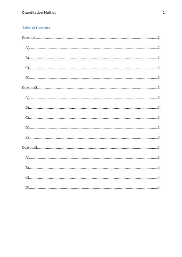 Quantitative Method | Desklib