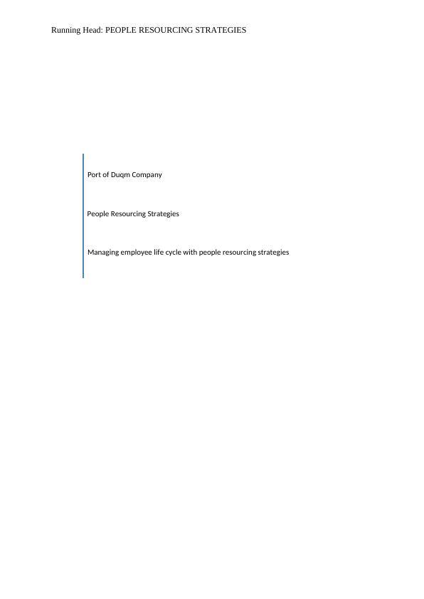 PEOPLE RESOURCING STRATEGIES.