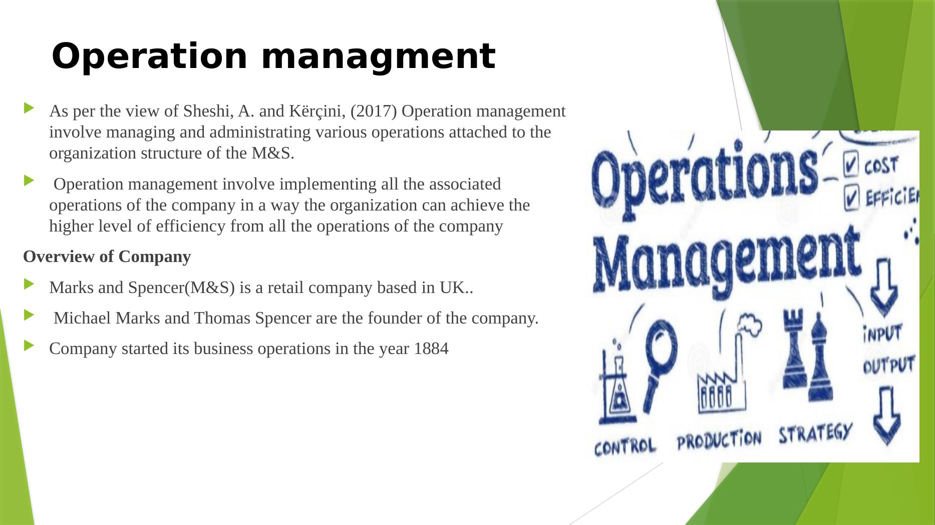 Management and Operation (Marks and Spencer) - Desklib