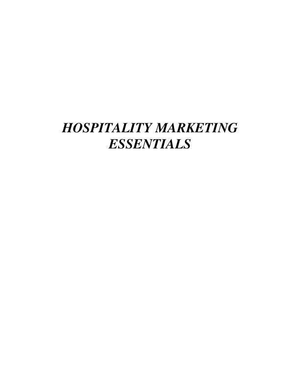 Hospitality Marketing Essentials | Desklib