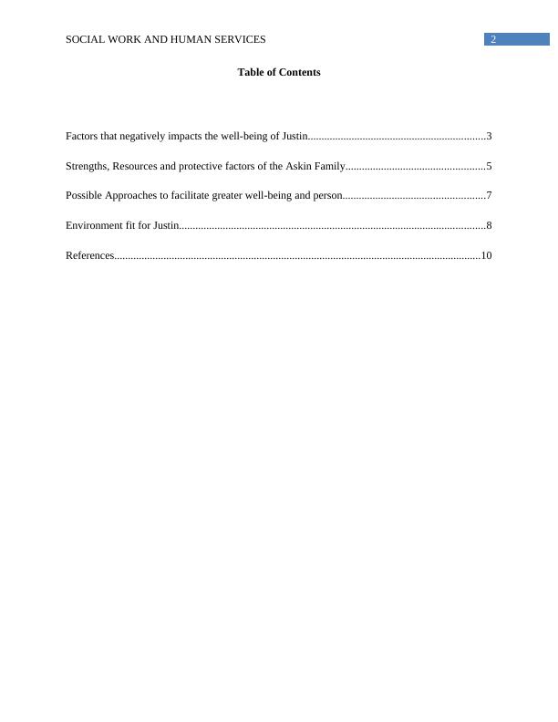 Social Work Report: Factors Affecting Family Well-being