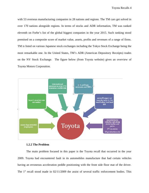 Toyota Recalls - Problem Solving by the Company