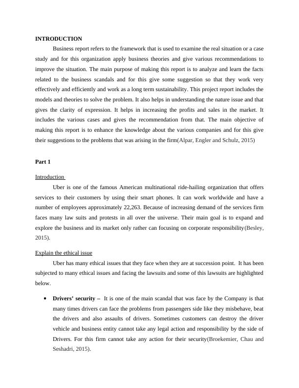 Ethical Issues and CSR in Uber