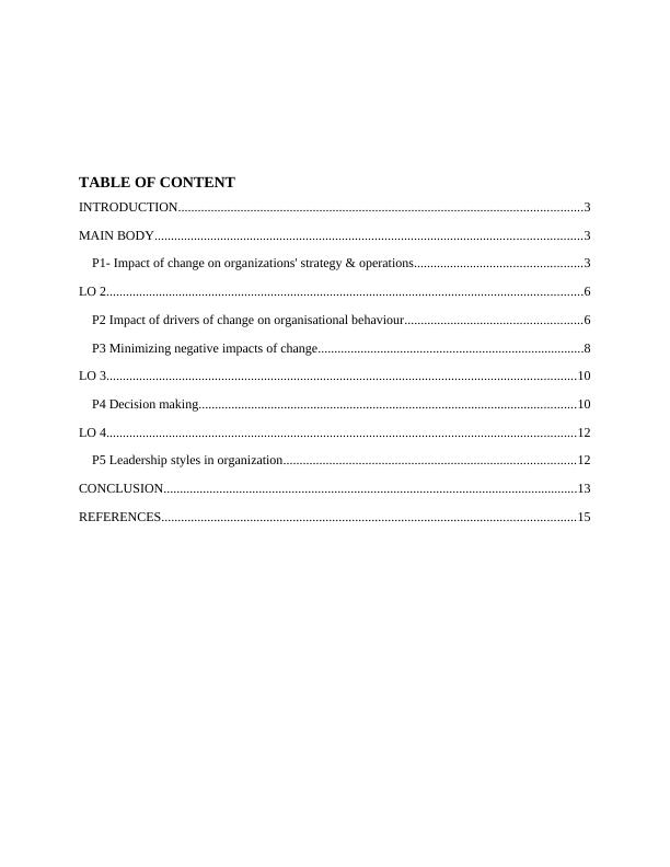 Impact of Change on Organizations' Strategy & Operations | Desklib