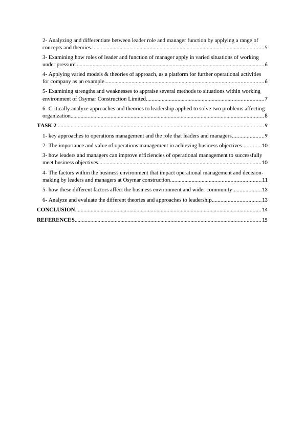 Importance of Operation Management and Leadership | Desklib