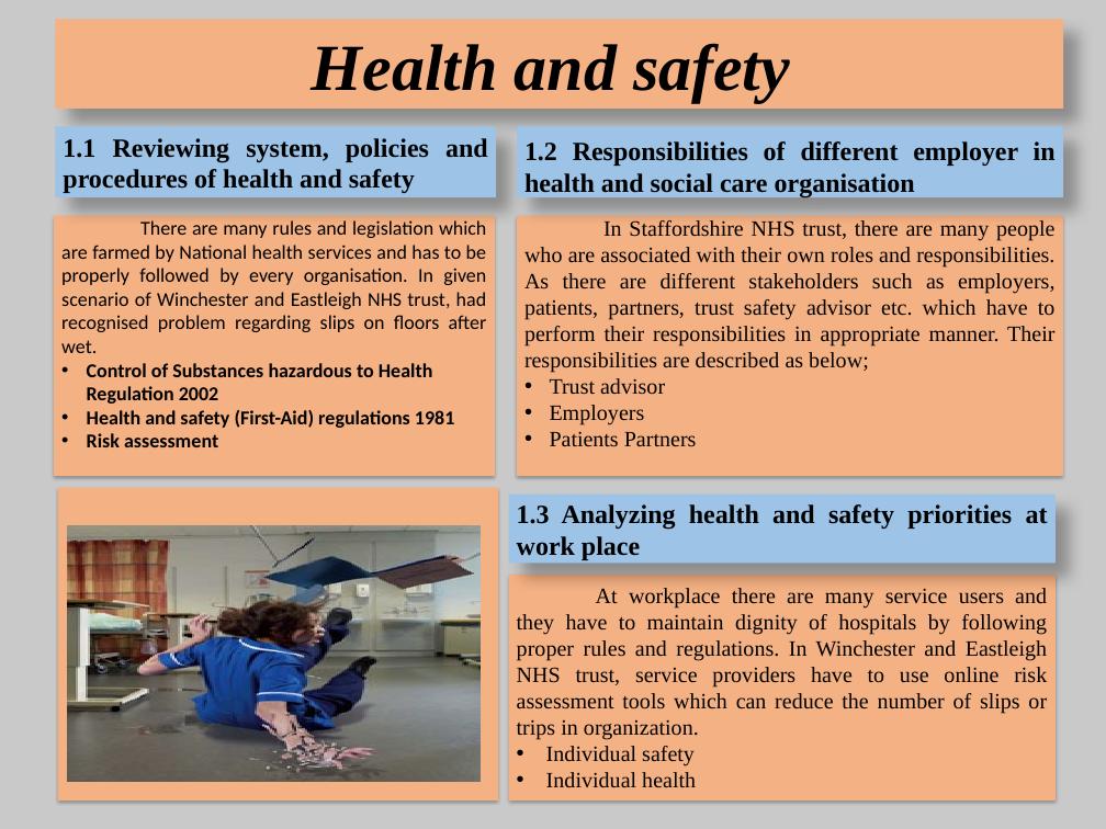 Reviewing Health and Safety in Winchester NHS Trust