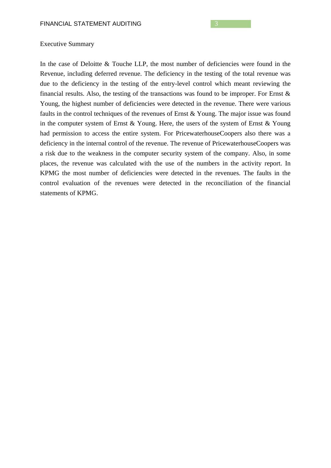 Financial Statement And Auditing Report