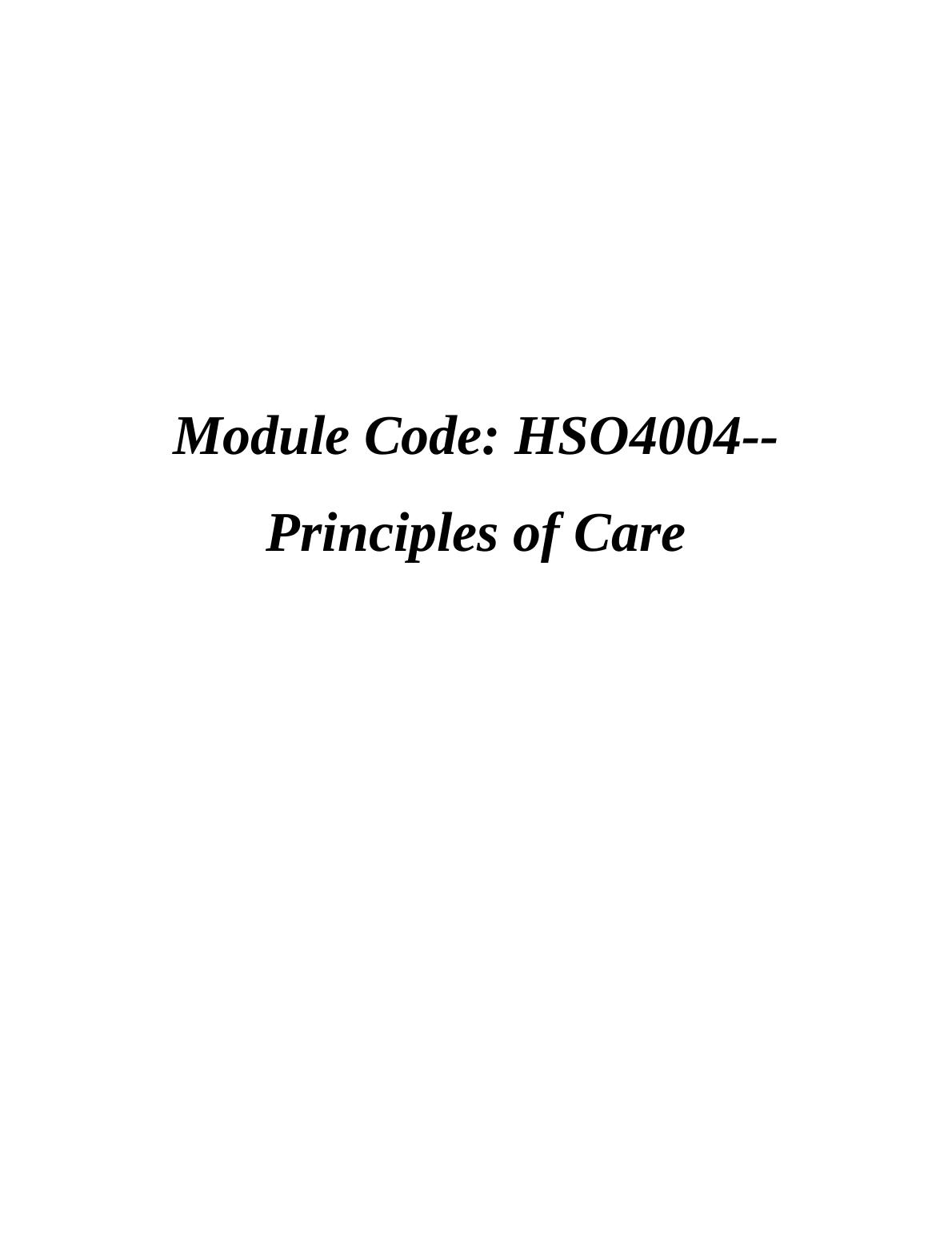 Principles of Care in Health and Social Care