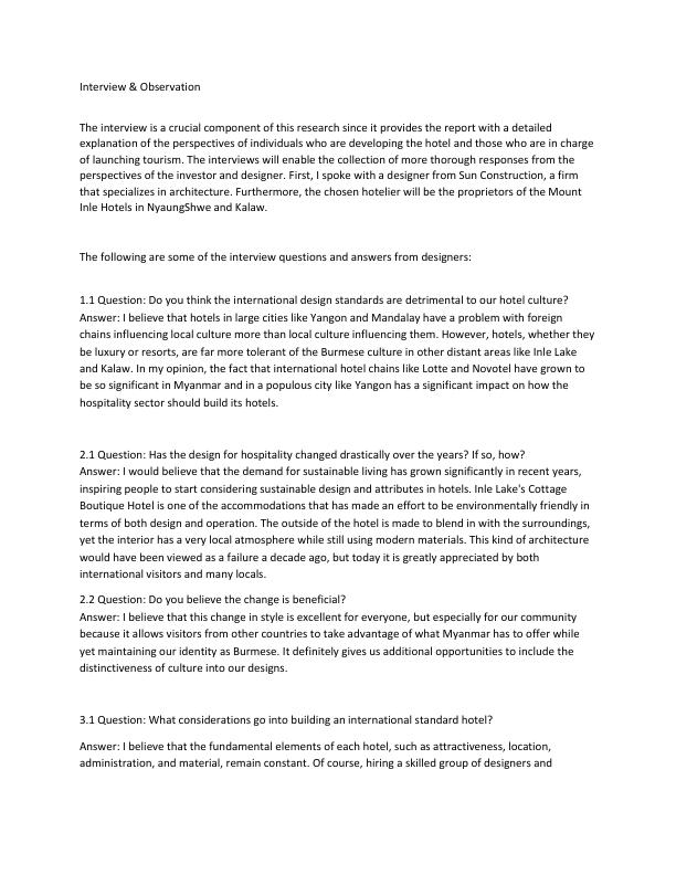 Interview & Observation Research Report 2022