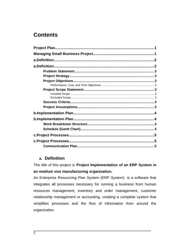 Project Plan: ERP System Implementation for Business