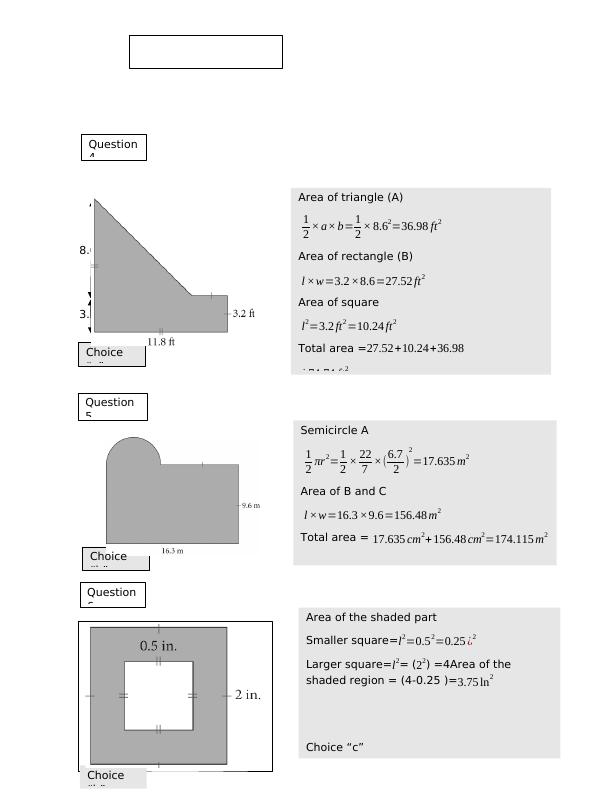 MAP4C Lesson 4: Assignment on Area and Volume of Shapes