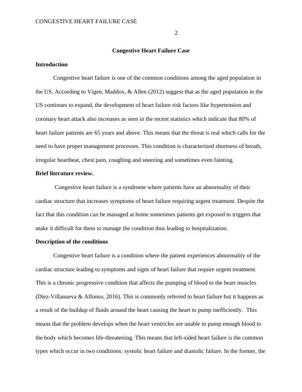 Congestive Heart Failure Case - Desklib