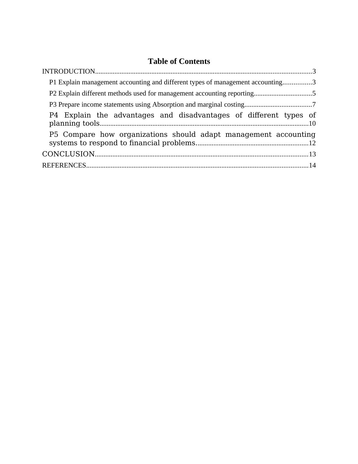 Management Accounting Report: Strategies for Improvement