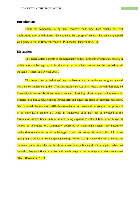 Context in the PPCT Model