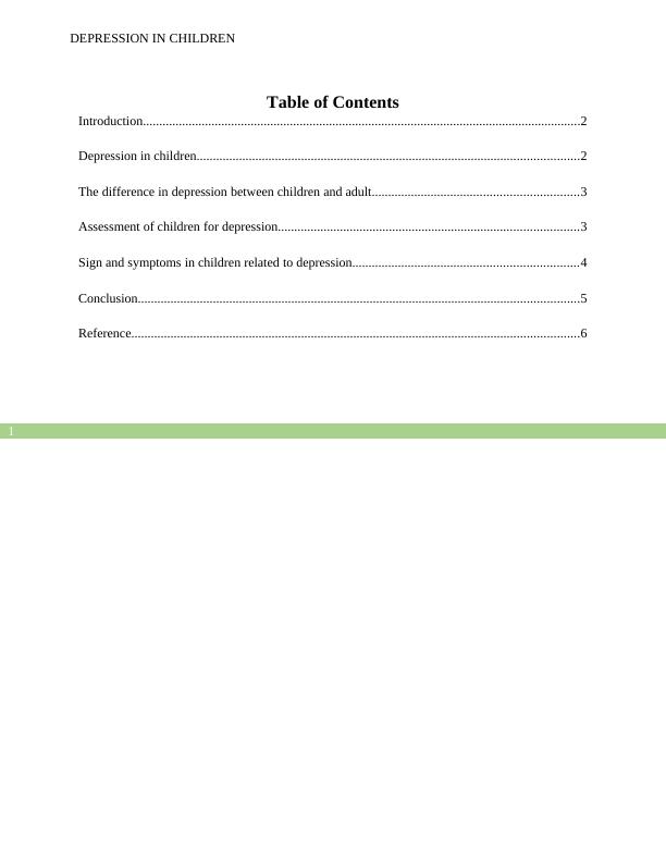 Article | DEPRESSION IN CHILDREN