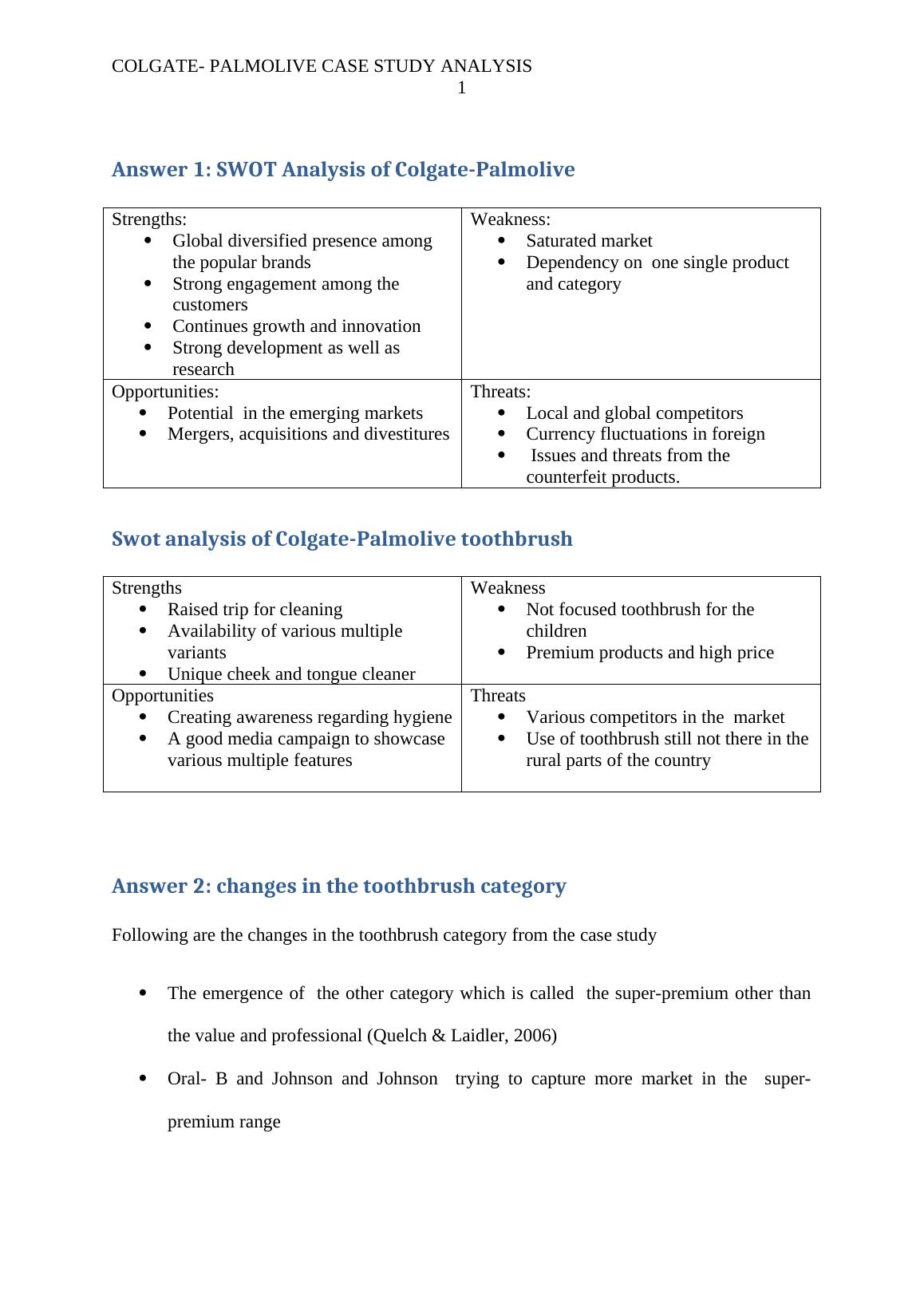 Colgate-Palmolive Precision Toothbrush Case Study Analysis