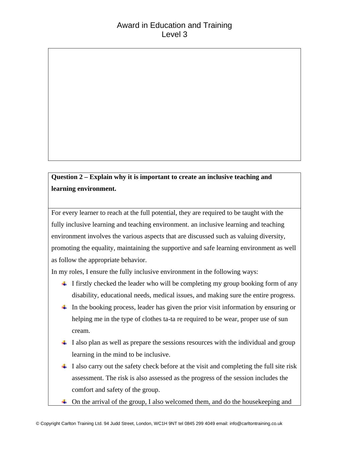 Level 3 Education and Training Assignment: Unit 302 Analysis