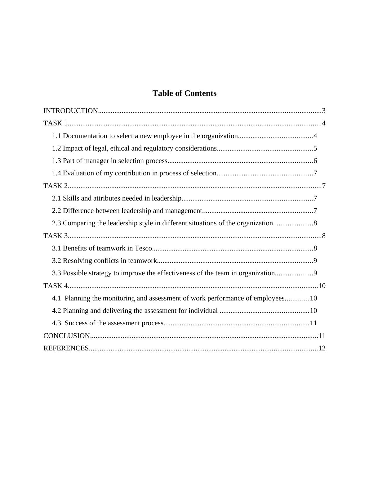 Leadership Management Report on Employee Selection Process