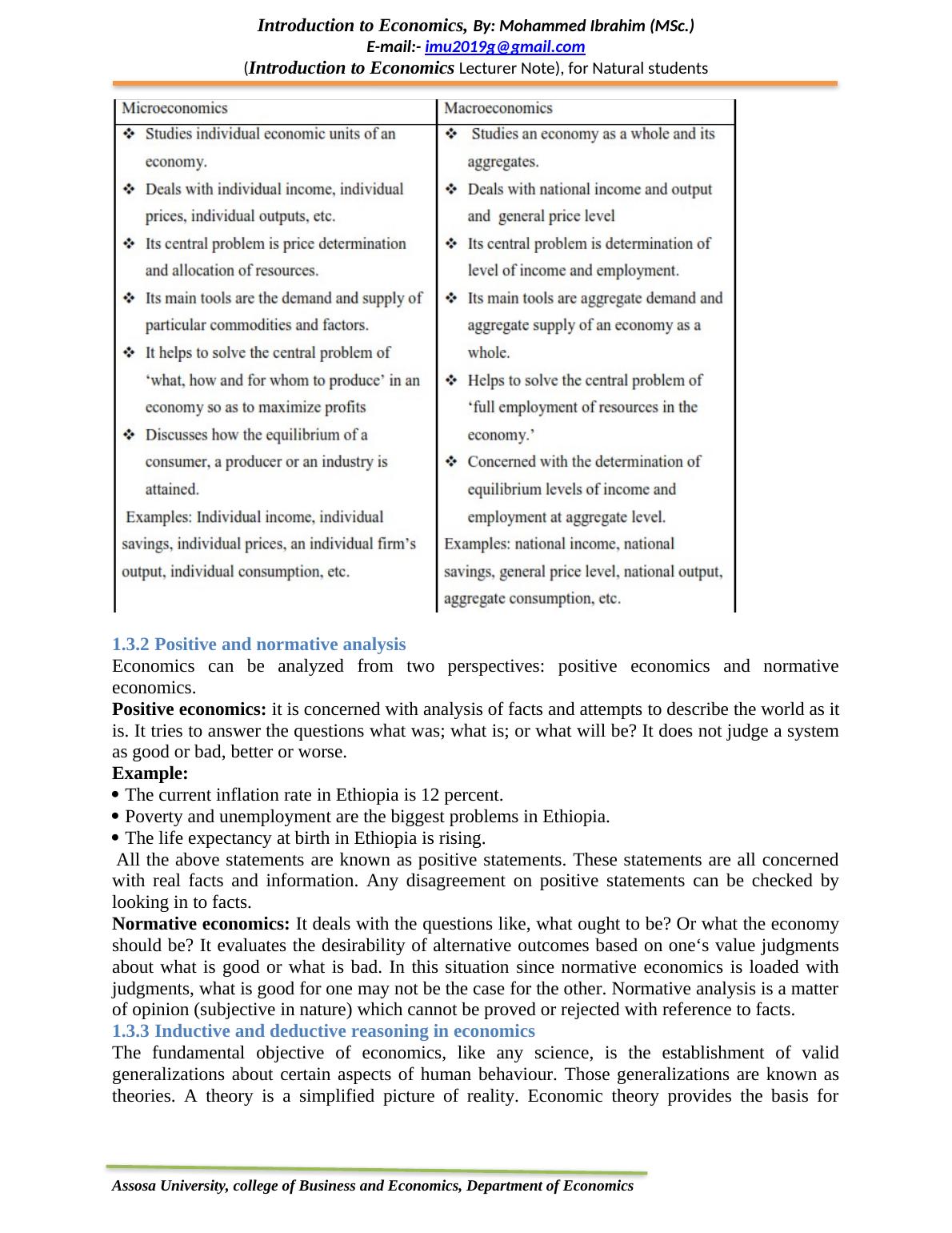 Natural Science: Economics Basics and Fundamentals