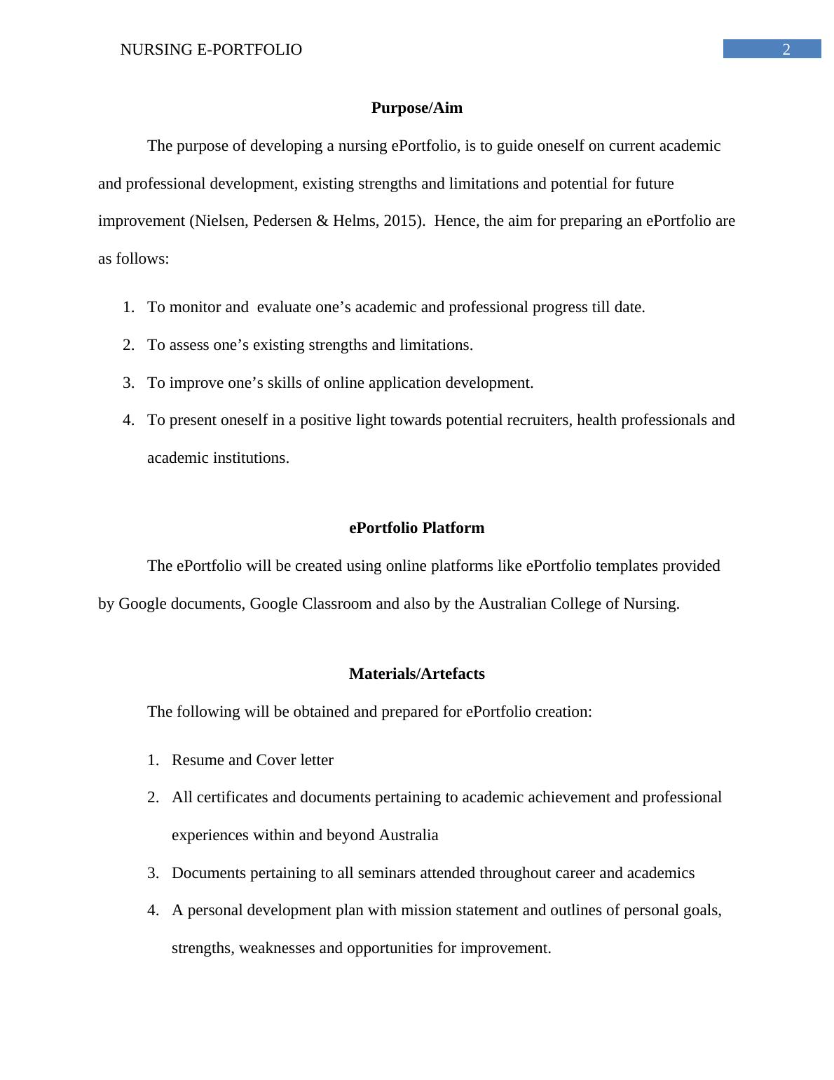 Nursing E-Portfolio - Importance, Purpose, and Development