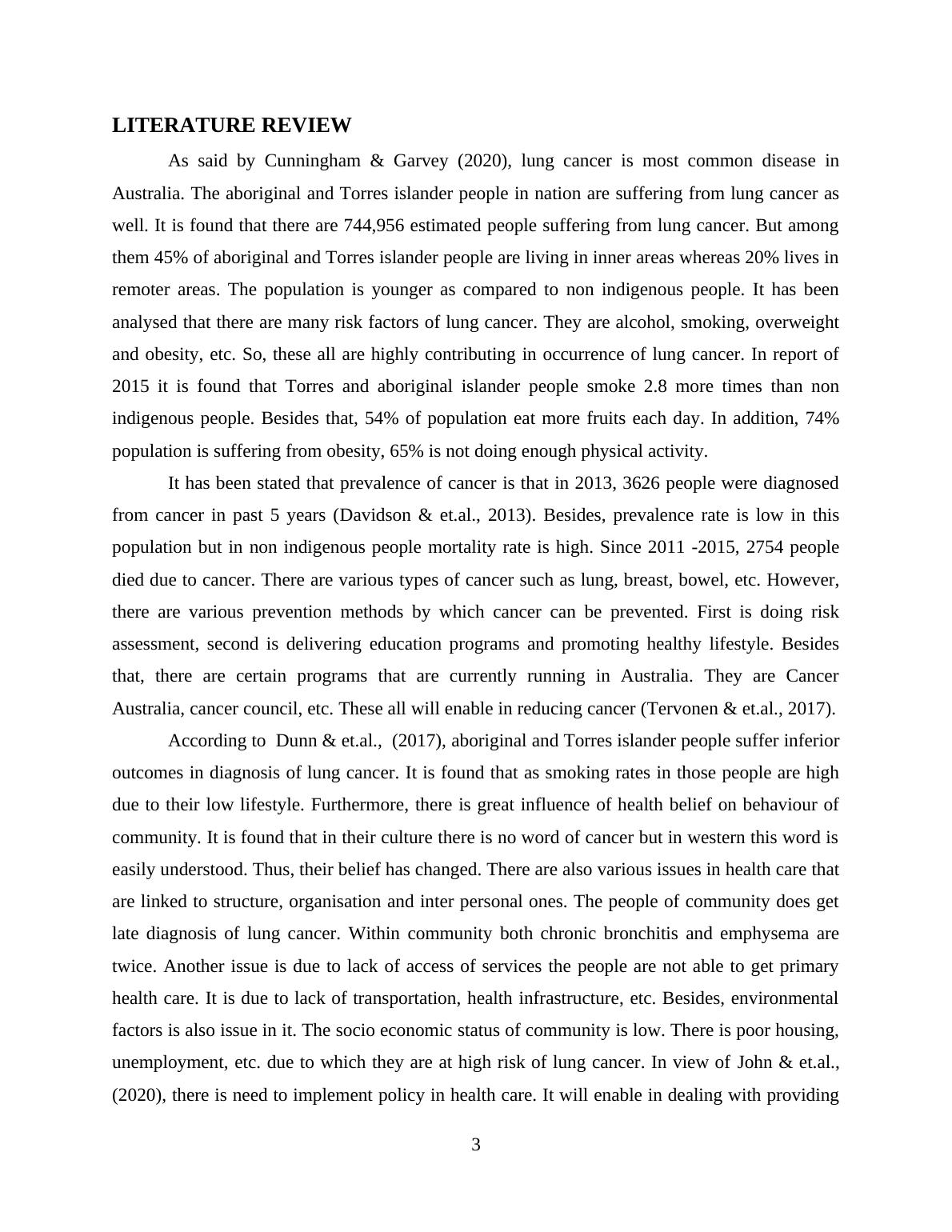 Lung Cancer in Indigenous Australians and Torres Strait Islanders