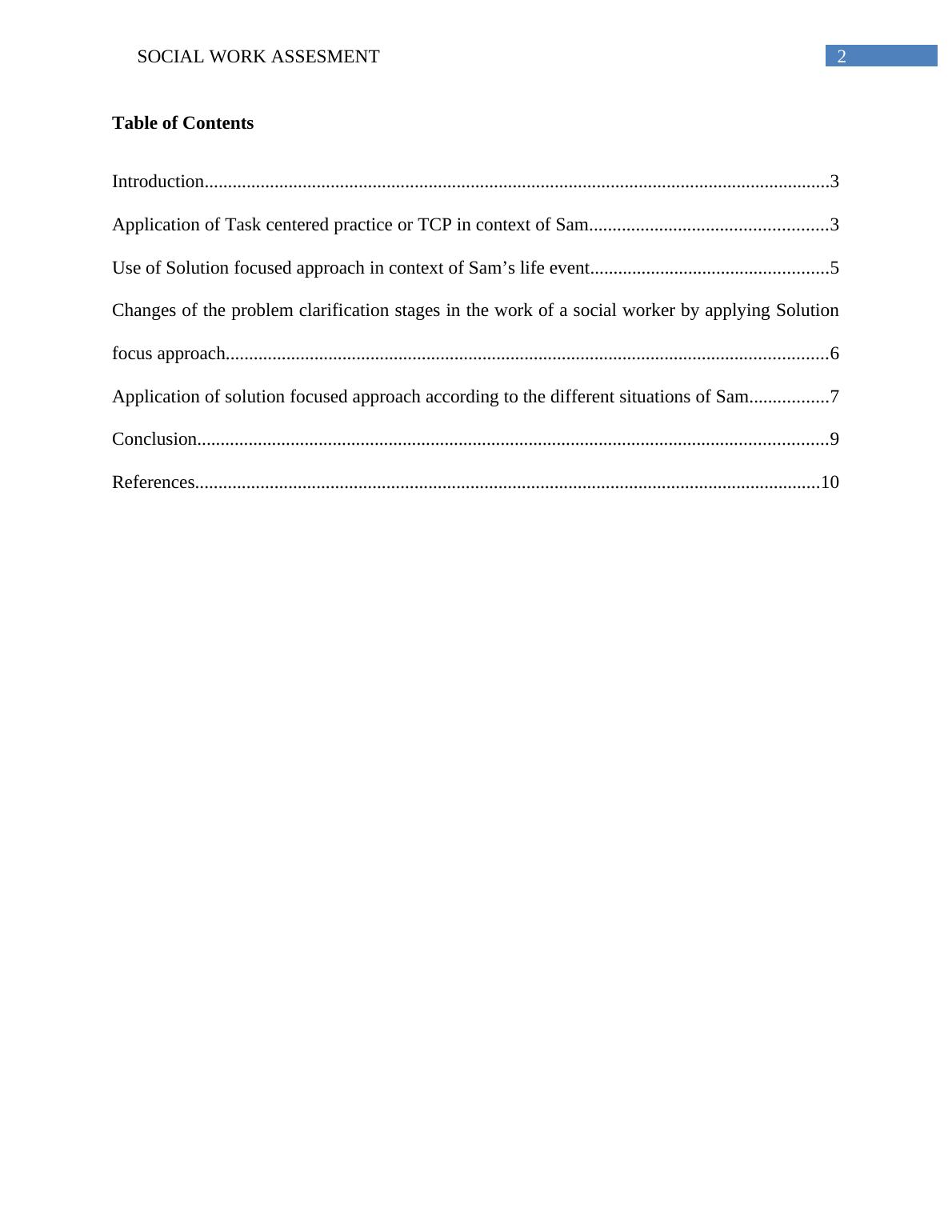 Social Work Assessment: Task Centered & Solution Focused