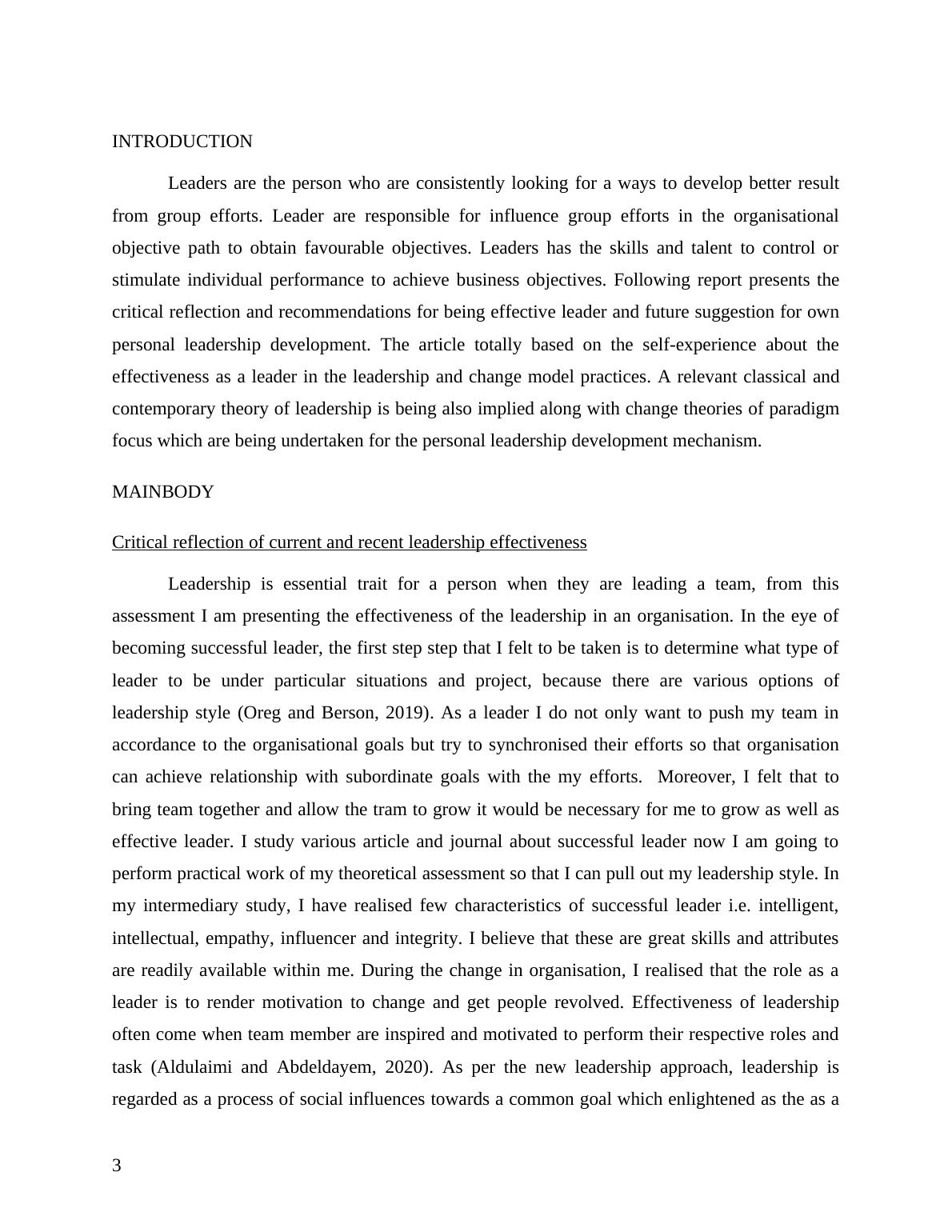 Leadership: Reflection, Recommendations, and Theories