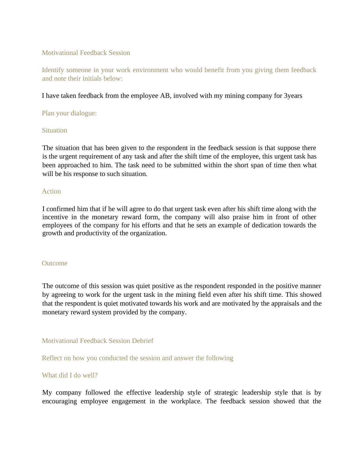 Motivational Feedback Session - Desklib