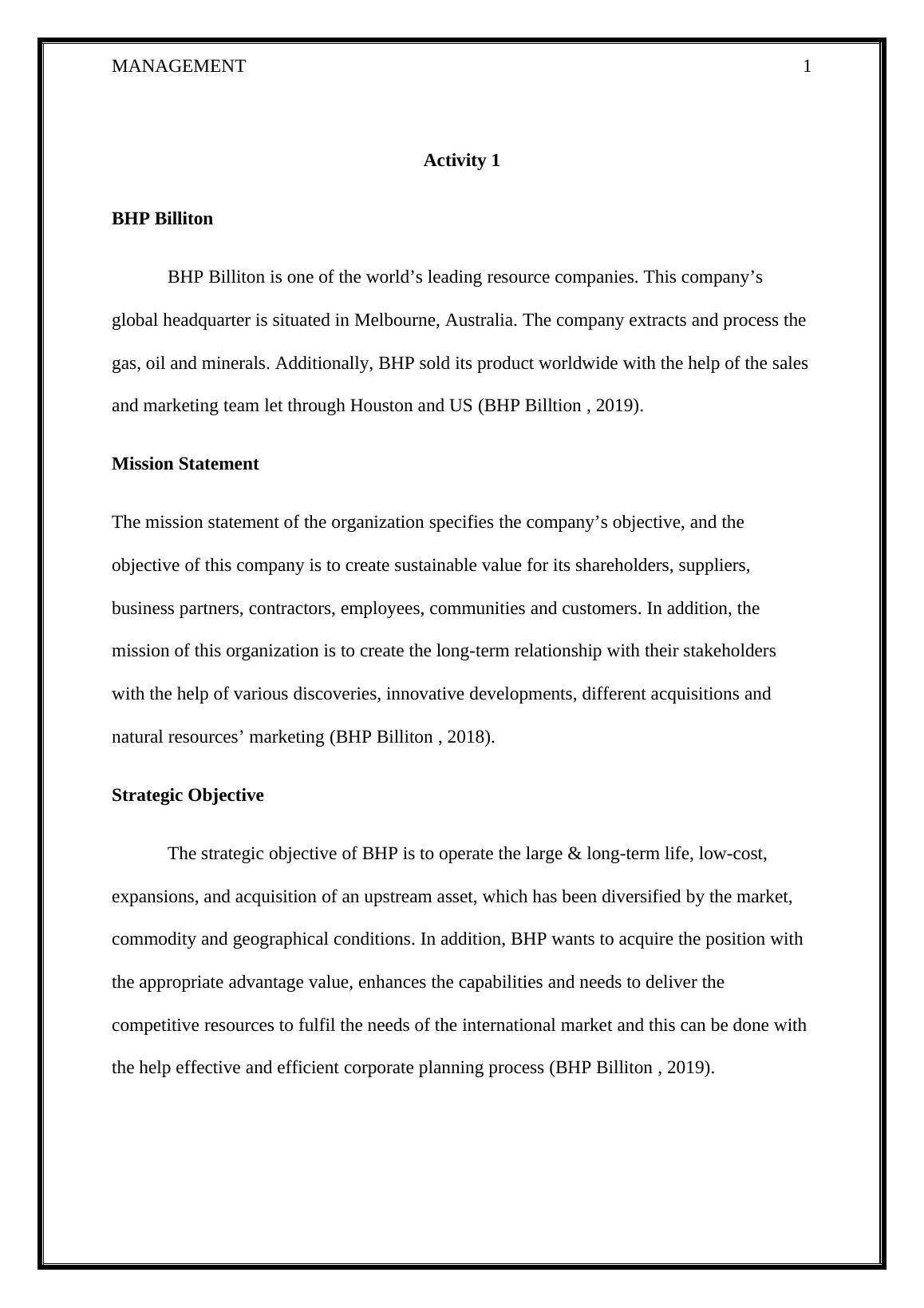 BHP Billiton Operations and Industrial Revolution Impact