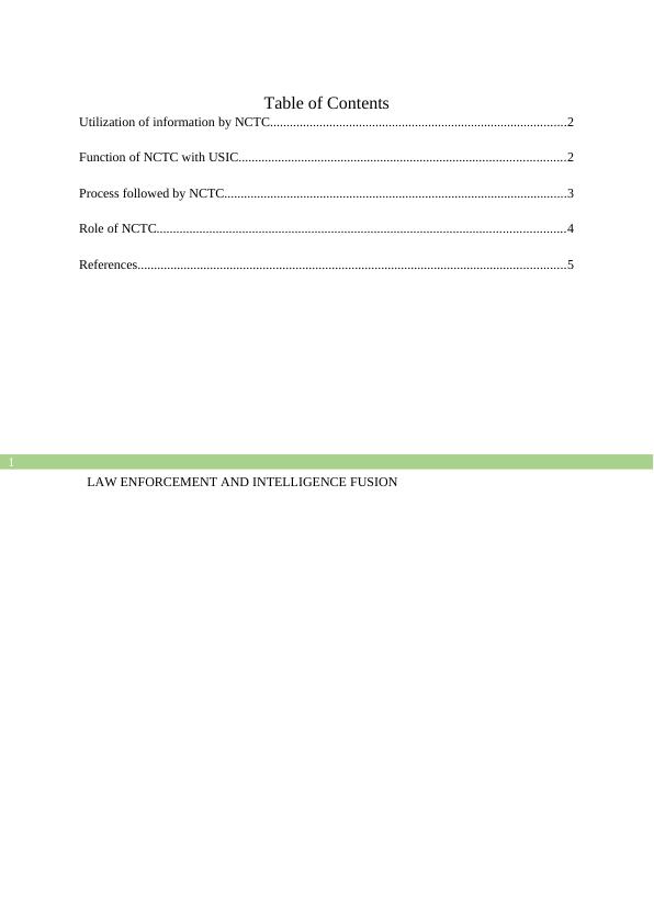 NCTC's Functions: Counterterrorism and Intelligence