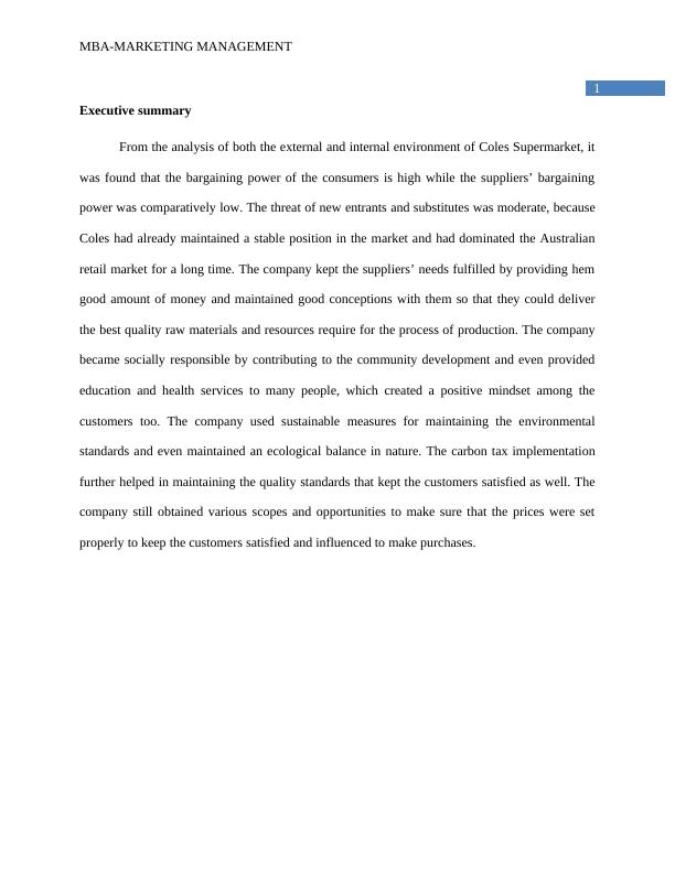 Marketing Strategy: Coles Supermarket Analysis Report